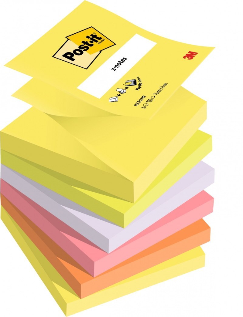 Karteczki samoprzylepne POST-IT Z-Notes, 76x76mm, 6x100 kart., mix ...